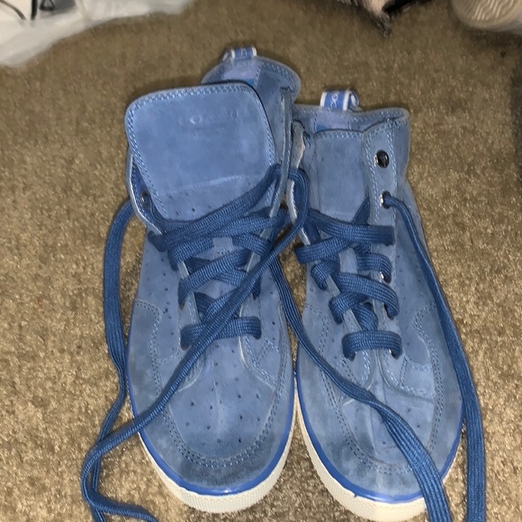 Coach | Shoes | Coach Blue Suede Sneakers | Poshmark